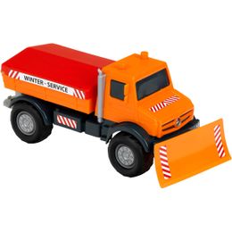 Spielzeug-Winterdienst klein "Mercedes-Benz UNIMOG", orange, Spielzeugfahrzeuge, KinderB:11,5cm H:13cm T:30cm, Kunststoff, Spielzeug-Winterdienst, B:11,5cm H:13cm T:30cm