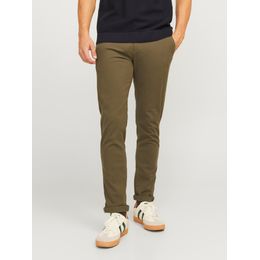 Jack & Jones Chinos JACK & JONES "JPSTMARCO JJFURY ANA", Herren, Gr. 33, L&auml;nge 34, gr&uuml;n (olive night), Web, Obermaterial: 98% Baumwolle, 2% Elasthan, unifarben, slim fit normal, Hosen Chinos, Baumwollmischung, slim fit