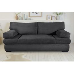 Schlafsofa Collection AB "Tina Breite 200 cm, Liegefl. 146x200 cm", anthrazit, B:200cm H:42cm T:95cm, 100%Polyester, Sofas, Schlafsofa, mit Bettfunktion, Bettkasten & 2 Armlehnenkissen, Bonell-Federkern