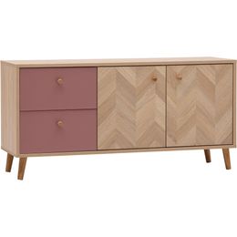 TV-Board Schildmeyer "Visby, Breite 109 cm", eiche hell, mauve, B:109cm H:54,1cm T:33,05cm, FSC-zertifizierter Holzwerkstoff, Sideboards, TV-Board, Made in Germany