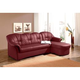 Ecksofa DOMO collection "Papenburg, zeitlose R&uuml;ckensteppung, elegante Formensprache, L-Form", rot (karminrot), B:235cm H:84cm T:140cm, Kunstleder SOFTLUX;Luxus-Microfaser (100% Polyester);Struktur ( 90% Polyester, 10% Polyacryl);Microfaser PRIMABELLE (100% Polyester), Sofas, Ecksofa, in gro&szlig;er Farbvielfalt, wahlweise mit Bettfunktion