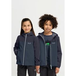 Regenjacke Jack Wolfskin "ADVENTURETRIBE 2L JKT K", Kinder, Gr. 164, midnight sky, Obermaterial: 100% Polyester. Futter: 100% Polyester, normal, Jacken Regenjacke, Wasserdicht, atmungsaktiv, &Uuml;bergangsjacke