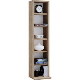 Standregal Vcm "Holz CD DVD Stand Aufbewahrung Deko Regal Elementa", braun (sonoma, eiche), B:21cm T:20cm, Regale, Standregal
