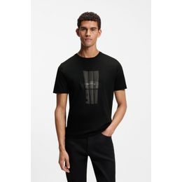 T-Shirt BOSS Green "Porsche Spirit 70 Capsule Collection", Herren, Gr. S, schwarz001, Single Jersey, Obermaterial: 100% Baumwolle, unifarben, regular fit normal, Rundhals, abgesteppte Kante, Shirts T-Shirt, Premium Herrenmode Innovative Geruchskontroll-Technologie HEIQ MINT