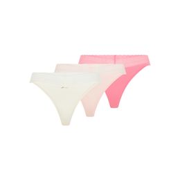 String HUGO UNDERWEAR "Lace", Damen, Gr. XL, 3 Stk., open miscellaneous 961, Jersey, Obermaterial: 95% Baumwolle, 5% Elasthan, k&ouml;rpernah, Unterhosen String, mit Spitzeneinsatz
