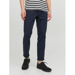 Jack & Jones Chinos JACK & JONES "JPSTMARCO JJFURY ANA", Herren, Gr. 32, L&auml;nge 34, blau (navy blazer), Web, Obermaterial: 98% Baumwolle, 2% Elasthan, unifarben, slim fit normal, Hosen Chinos, Baumwollmischung, slim fit