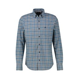 Langarmhemd Lerros "Kariertes Flanellhemd in &Uuml;bergr&ouml;ssen", Herren, Gr. 3XL, extraweit, blau (storm blau), 100% Baumwolle, Hemden Langarmhemd
