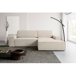 Ecksofa WERK2 "Treviso bequem, mit Bettfunktion und Bettkasten, Breite 267cm, L-Form", natur, B:267cm H:85cm T:165cm, 100% Polyester, Sofas, Ecksofa, Moderne, teilmassive Polsterecke, Komfortpolsterung und losen Kissen.