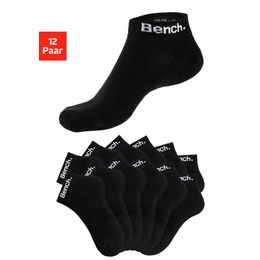 Sportsocken Bench., Damen, Gr. 43-46, schwarz (12x schwarz), Baumwollmischung, unifarben, elastisch, Socken Sportsocken, Tennis Kurzsocken mit Halbfu&szlig;frottee, Topseller