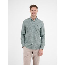 Langarmhemd Lerros "Langarmhemd mit Print", Herren, Gr. S, Normalgr&ouml;&szlig;en, blau (coastal blau), 97% Baumwolle, 3% Elasthan, Hemden Langarmhemd