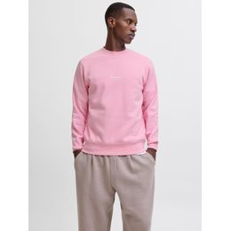 Jack & Jones Sweatshirt JACK & JONES "JJESOHO SWEAT CREW NECK NOOS", Herren, Gr. S, prism pink, angeraute Sweatware, Obermaterial: 80% Baumwolle, 20% Polyester, bedruckt, relaxed fit normal, Rundhals, Rippb&uuml;ndchen, Sweatshirts Sweatshirt, Baumwollmischung, relaxed fit