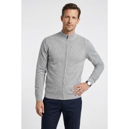 Strickjacke OLYMP "OLYMP Strick Casual", Herren, Gr. M, grau, Obermaterial: 100% Baumwolle, Strickjacken Strickjacke