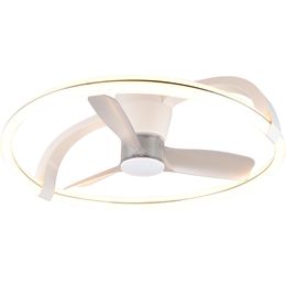 REALITY LEUCHTEN LED Deckenleuchte "STOCKHOLM mit Ventilator, Deckenventilator mit Licht inklFernbedienung", wei&szlig; (wei&szlig; matt), 1, &Oslash; 73,5cm H: 23cm, 1 Stk., Leuchten, 6 Geschwindigkeiten Timer Vor- & R&uuml;cklauf LED dimmbar CCT Nachtlicht, LED Deckenleuchte