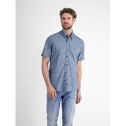 Kurzarmhemd Lerros "Kurzarmhemd mit verdecktem Button-down-Kragen", Herren, Gr. L, Normalgr&ouml;&szlig;en, blau (space blau), 60% Polyester, 40% Baumwolle, Hemden Kurzarmhemd