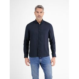 Langarmhemd Lerros "Herrenhemd in Leinen-Baumwoll-Blend", Herren, Gr. S, Normalgr&ouml;&szlig;en, blau (classic navy), 55% Leinen, 45% Baumwolle, Hemden Langarmhemd