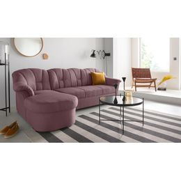Ecksofa DOMO collection "Papenburg, zeitlose R&uuml;ckensteppung, elegante Formensprache, L-Form", lila (beere), B:235cm H:84cm T:140cm, Kunstleder SOFTLUX;Luxus-Microfaser (100% Polyester);Struktur ( 90% Polyester, 10% Polyacryl);Microfaser PRIMABELLE (100% Polyester), Sofas, Ecksofa, in gro&szlig;er Farbvielfalt, wahlweise mit Bettfunktion
