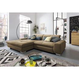 Ecksofa "SO 1200 inkl. Sitztiefen- & R&uuml;ckenverstellung f&uuml;r hohen Sitzkomfort", braun (hellbraun gdu 4), B:276cm H:89cm T:198cm, 100% Polyester, SET ONE BY Musterring, Sofas, Ecksofa, wahlweise mit Bettfunktion und Stauraum, L-Form, auch in Cord Bezug