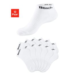 Sportsocken Bench., Damen, Gr. 35-38, wei&szlig; (12x wei&szlig;), Baumwollmischung, unifarben, elastisch, Socken Sportsocken, Tennis Kurzsocken mit Halbfu&szlig;frottee