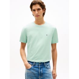 T-Shirt Tommy Hilfiger "ESSENTIAL REGULAR FIT SOLID mit Stickerei", Herren, Gr. L, crushed mint, Single Jersey, Obermaterial: 100% Baumwolle, Basic, Rundhals, Shirts T-Shirt, unifarben, casual, Baumwolle, Rundhals