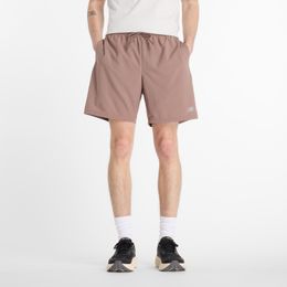 Laufshorts New Balance "SPORT ESSENTIAL SHORT 7", Herren, Gr. L, N-Gr, earth shadow, Stoff, Obermaterial: 100% Polyester, Hosen Laufshorts, mit feuchtigkeitsabweisender Technologie, atmungsaktiver Innenslip