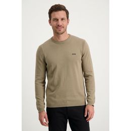 Strickpullover BOSS Green, Herren, Gr. 3XL, light, pastel gr&uuml;n334, Strick, Obermaterial: 100% Baumwolle, unifarben, regular fit normal, Rundhals, B&uuml;ndchen, Pullover Strickpullover, Rundhalsausschnitt, Regular Fit, Logo-Print