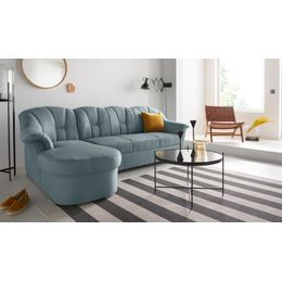Ecksofa DOMO collection "Papenburg, zeitlose R&uuml;ckensteppung, elegante Formensprache, L-Form", blau (eisblau), B:235cm H:84cm T:140cm, Kunstleder SOFTLUX;Luxus-Microfaser (100% Polyester);Struktur ( 90% Polyester, 10% Polyacryl);Microfaser PRIMABELLE (100% Polyester), Sofas, Ecksofa, in gro&szlig;er Farbvielfalt, wahlweise mit Bettfunktion, OTTOs Choice
