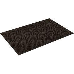 Teppich "Waves", braun (schwarz, braun), B:60cm H:8mm L:90cm, Polyester, wash+dry by Kleen-Tex, Teppiche, Teppich, In- und Outdoor geeignet, waschbar, Wohnzimmer