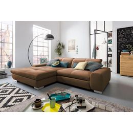 Ecksofa "SO 1200 inkl. Sitztiefen- & R&uuml;ckenverstellung f&uuml;r hohen Sitzkomfort", braun (nussbraun gdu 24), B:276cm H:89cm T:198cm, 100% Polyester, SET ONE BY Musterring, Sofas, Ecksofa, wahlweise mit Bettfunktion und Stauraum, L-Form, auch in Cord Bezug
