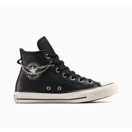 Sneaker Converse "CHUCK TAYLOR ALL STAR", Damen, Gr. 42,5, schwarz, silber, egret, Leder, Schuhe Sneaker