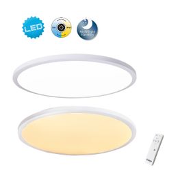 N&auml;ve N&Auml;VE LED Deckenleuchte "Luzern", wei&szlig;, 1, &Oslash; 100cm H: 6,5cm, 1 Stk., Leuchten, incl. Fernbedienung, Nachtlichtfunktion, CCT, dimmbar, D: 100cm, wei&szlig;, LED Deckenleuchte