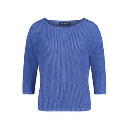 Rundhalspullover Betty Barclay "Basic-Strickpullover mit Rippenstruktur", Damen, Gr. 40, blau (adria blau), Obermaterial: 90% Polyacryl PAN. 10% Polyamid PA., Pullover Rundhalspullover