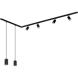 Briloner Leuchten Schienensystem-Sets "RAIL", matt, schwarz, &Oslash; 5,5cm H: 14,5cm, 5 Stk., Leuchten, Schienensystem Rail 2,25 m Schwarz max.9W Decke Wohnzimmer B&uuml;ro K&uuml;che, Schienensystem-Sets