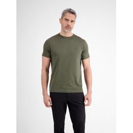 T-Shirt Lerros "Basic T-Shirt mit Logostitck, unifarben", Herren, Gr. M, nordic olive, 100% Baumwolle, Rundhals, Shirts T-Shirt, Herren T-Shirt, ohne Aufdruck, einfarbig, unifarben, 100% Baumwolle