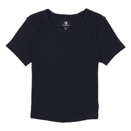 T-Shirt Converse "RIBBED SLIM T-SHIRT", Damen, Gr. M (38), schwarz (Converse schwarz), Jersey, Obermaterial: 95% Baumwolle, 5% Elasthan, unifarben, Rundhals, eingefasste Kante, Shirts T-Shirt