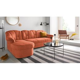 Ecksofa DOMO collection "Papenburg, zeitlose R&uuml;ckensteppung, elegante Formensprache, L-Form", orange (terra), B:235cm H:84cm T:140cm, Kunstleder SOFTLUX;Luxus-Microfaser (100% Polyester);Struktur ( 90% Polyester, 10% Polyacryl);Microfaser PRIMABELLE (100% Polyester), Sofas, Ecksofa, in gro&szlig;er Farbvielfalt, wahlweise mit Bettfunktion