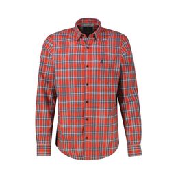 Langarmhemd Lerros "Kariertes Flanellhemd in &Uuml;bergr&ouml;ssen", Herren, Gr. 3XL, extraweit, rot (scandinavian rot), 100% Baumwolle, Hemden Langarmhemd