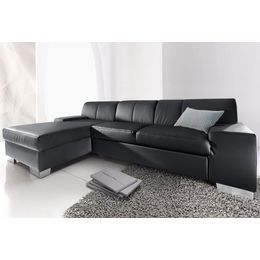 Ecksofa DOMO collection "Star, zeitlose Formensprache, elegante Optik, Breite 248cm, L-Form", schwarz, B:248cm H:74cm T:150cm, Softlux-Kunstleder;Primabelle-Microfaser;Struktur (90% Polyester und 10% Polyacryl), Sofas, Ecksofa, wahlweise mit Bettfunktion
