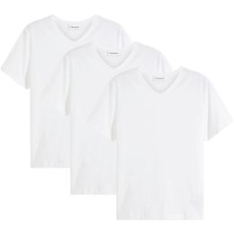 T-Shirt bonprix "T-Shirt mit V-Ausschnitt (3er Pack)", Herren, Gr. 56/58 (XL), wei&szlig; (wei&szlig;, wei&szlig;, wei&szlig;), Obermaterial: 100% Baumwolle, regular fit, Shirts T-Shirt, Regular Fit, V-Ausschnitt, aus Baumwolle