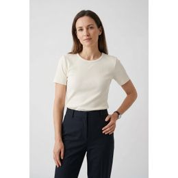 Marc O'Polo T-Shirt MARC O'POLO DENIM, Damen, Gr. XL, creamy wei&szlig;, Rippware, Obermaterial: 96% Baumwolle, 4% Elasthan, slim fit, Rundhals, Shirts T-Shirt, slim fit aus weichem Rippjersey