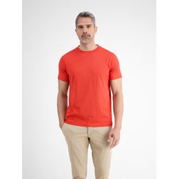 T-Shirt Lerros "Basic T-Shirt mit Logostitck, unifarben", Herren, Gr. L, scandinavian rot, 100% Baumwolle, Rundhals, Shirts T-Shirt, Herren T-Shirt, ohne Aufdruck, einfarbig, unifarben, 100% Baumwolle