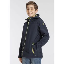 Softshelljacke Killtec "BYS SFTSHLL JCKT OT", Jungen, Gr. 152, blau (marine), Softshell, Obermaterial: 90% Polyester, 10% Elasthan. Futter: 100% Polyester, unifarben mit Farbeins&auml;tzen, hoch geschlossener Ausschnitt, mit verstellbarem Klettverschluss, Jacken Softshelljacke, &Uuml;bergangsjacke, Wasserabweisend & Windabweisend, f&uuml;r Kinder, Topseller