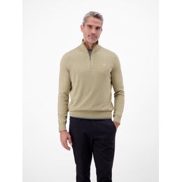 Troyer Lerros "Flachstrickpullover mit Troyerkragen", Herren, Gr. XL, tender beige melange, 100% Baumwolle, ohne Ausschnitt, Pullover Troyer