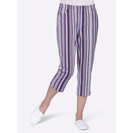 Caprihose Classic Basics, Damen, Gr. 42, Normalgr&ouml;&szlig;en, lila (beere, gestreift), 100% Baumwolle, gemustert, gestreift, mehrfarbig, 3/4-L&auml;nge, Hosen Caprihose