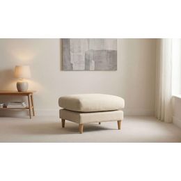 Pouf OTTO HOME "Finnian", beige, B:70cm H:47cm T:70cm, Holz teilmassiv, Poufs, Pouf, Polsterhocker 70x70 cm, Chenille, Massivholzf&uuml;&szlig;e