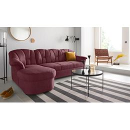 Ecksofa DOMO collection "Papenburg, zeitlose R&uuml;ckensteppung, elegante Formensprache, L-Form", lila (beere), B:235cm H:84cm T:140cm, Kunstleder SOFTLUX;Luxus-Microfaser (100% Polyester);Struktur ( 90% Polyester, 10% Polyacryl);Microfaser PRIMABELLE (100% Polyester), Sofas, Ecksofa, in gro&szlig;er Farbvielfalt, wahlweise mit Bettfunktion