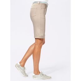 Jeansbermudas Casual Looks, Damen, Gr. 54, Normalgr&ouml;&szlig;en, beige (sand), 98% Baumwolle, 2% Polyester, unifarben, kurz, Jeans Jeansbermudas