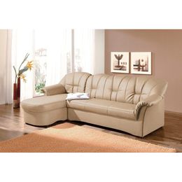 Ecksofa DOMO collection "Papenburg, zeitlose R&uuml;ckensteppung, elegante Formensprache, L-Form", beige (natur), B:235cm H:84cm T:140cm, Kunstleder SOFTLUX;Luxus-Microfaser (100% Polyester);Struktur ( 90% Polyester, 10% Polyacryl);Microfaser PRIMABELLE (100% Polyester), Sofas, Ecksofa, in gro&szlig;er Farbvielfalt, wahlweise mit Bettfunktion