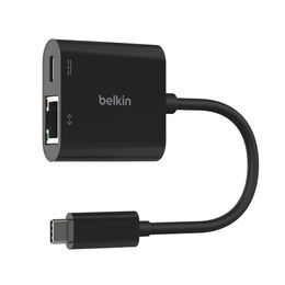 Belkin Netzwerk-Adapter "Connect USB-C zu Ethernet Adapter + 100 W Power Delivery", schwarz, B:10,2cm H:2,1cm T:10,5cm, Adapter, 10/100/1000 Mbit/s, PD 3.0, Netzwerk-Adapter
