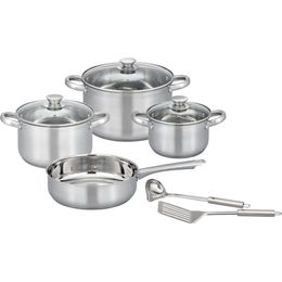 Topf-Set GSW "Toronto", silberfarben, 2,8 l, T&ouml;pfe, Topf-Set, mehrteiliges Kochtopf-Set aus Edelstahl inkl. praktischer K&uuml;chenhelfer