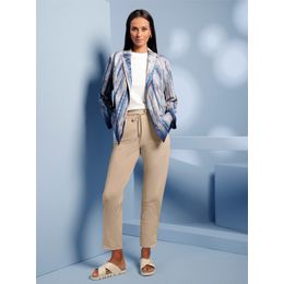 Blusenblazer Heine "Blusenblazer", Damen, Gr. 40, rauchblau, sesam, bedruckt, 85% Viskose, 15% Polyamid, Blazer Blusenblazer